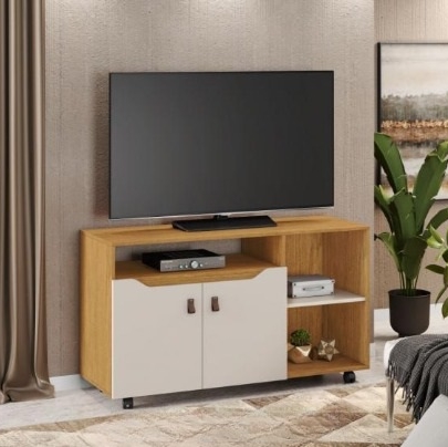 Rack até 49″ Seleto Cinamono/Off White – JCM MOVELARIA – Privilége Home ...